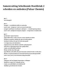 Overzicht Scheikunde Hoofdstuk 2: scheiden en ontleden (Pulsar Chemie ...