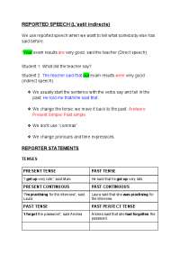 Reported speech esquema - Docsity
