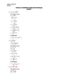 Different Integration Techniques Exercises with Solution - Docsity