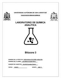 Bitacora 3 Quimica Analitica | Apuntes de Química Analítica | Docsity