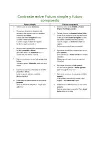 Contraste entre Futuro simple y futuro compuesto. Contraste entre ...