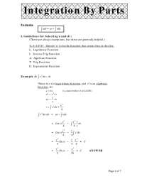 Integration by Parts, Questions with Answers - Docsity