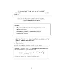 Multivariate Normal Distributions. Characteristic Functions - Docsity