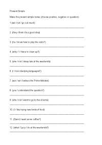 PRESENT SIMPLE EJERCICIOS | Ejercicios de Inglés - Docsity