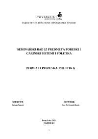 Porezi seminarski.docx | Seminarski radovi' predlog Menadžment - Docsity
