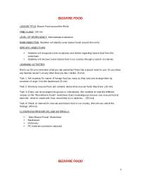 Bizarre Foods lesson plan - Docsity