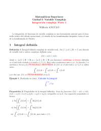 Integracion compleja de funciones complejas para funciones - Docsity