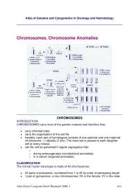Chromosomes, Chromosome Anomalies - Docsity