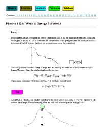 Work and Energy Problems and Solutions | Lecture notes Physics | Docsity