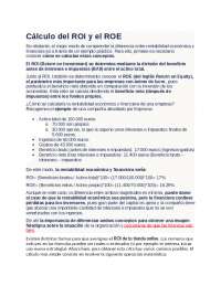 Calculo del roe y del roi - Docsity