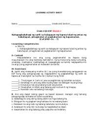 Learning Activity Sheet in ESP - Docsity