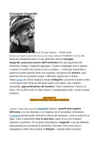 Vita ed opere dello scrittore giuseppe ungaretti - Docsity