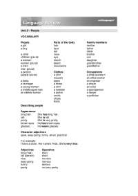 Unit 5 People VOCABULARY - Docsity