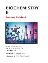 Biochemistry II practical Notebook - Docsity