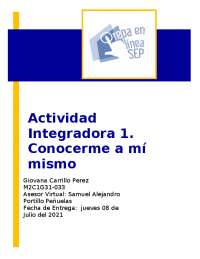 Actividad Integradora Núm 1 Conocerme A Mi Mismo Docsity