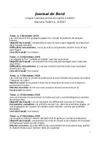 Journal de Bord (diario personale in francese) - Docsity