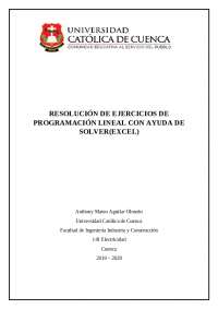 Programacion lineal con ayuda de solver | Ejercicios de Álgebra Lineal | Docsity