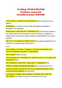 Coding UNISCIENTIA Paniere risposte Certificazione EIRSAF 2021 | Prove d'esame di Robotica | Docsity