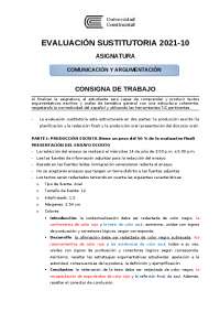 Consigna para la evaluación sustitutoria 2021 10 Com. y Argumentación (1) (1).docx - Docsity