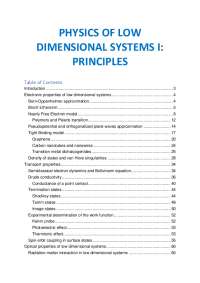 Physics of Low Dimensional Systems I: Principles - Docsity
