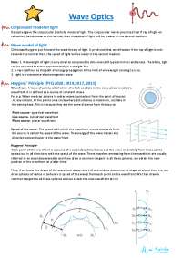 Wave Optics Class 12 - Docsity
