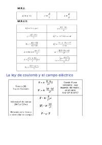 Fórmulas de física para Bachillerato | Apuntes de Física | Docsity