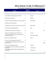 Millionaire Question Template. - Docsity