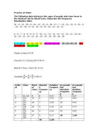 Frequency table exercises - Docsity