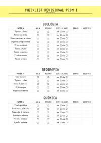 Checklist pism 1 de matérias - Docsity