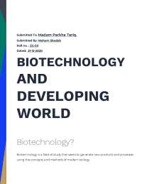 BIOTECHNOLOGY AND DEVELOPING WORLD | Papers Biotechnology | Docsity