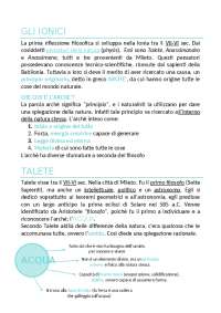 Gli ionici (Talete, Anassimandro e Anassimene) - Docsity