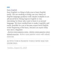 Active and passive voice solved paper - Docsity