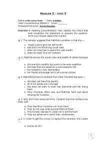 Exercise 1: Reading Comprehension. Test module 3 unit 3 - Docsity