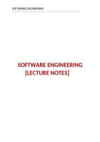SOFTWARE ENGINEERING [LECTURE NOTES Table of Contents - Docsity