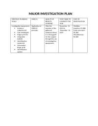 Major Investigation Plan - Docsity