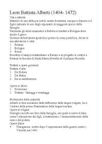 Leon Battista Alberti, vita ed opere - Docsity