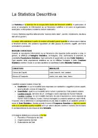 La Statistica Descrittiva, Appunti per il Liceo Scientifico - Docsity