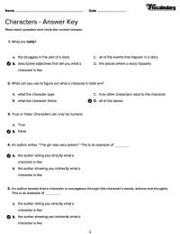 Quiz on Characterization - Literary Element - Docsity
