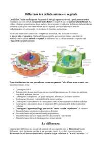 Differenza tra cellula animale e vegetale - Docsity