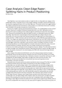 Case Analysis Clean Edge Razor: Splitting Hairs in Product Positioning ...