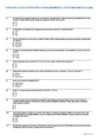 QUIZ LOGICA DEDUTTIVA E RAGIONAMENTO MATEMATICO | Panieri di Logica Matematica | Docsity