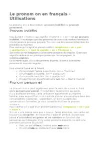 Pronome ON in francese - Docsity