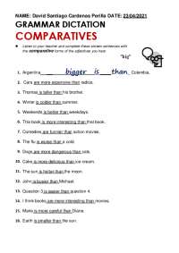 Activity about comparatives. - Docsity