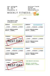 Exercise plan sample sheet in Physical education - Docsity