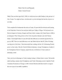 Nikola Tesla Life and Biography - Docsity