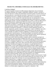 Riassunto Memoria e nostalgia nel Risorgimento: percorsi di lettura - Docsity