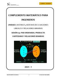 COMPLEMENTO MATEMÁTICO PARA INGENIEROS UNIDAD I MATRICES - Docsity
