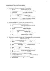 Ejercios presente simple continuo - Docsity