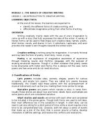 The Basics of Creative Writing - Docsity