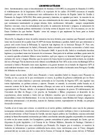 LOS REYES CATÓLICOS. Selectividad. Historia de España - Docsity
